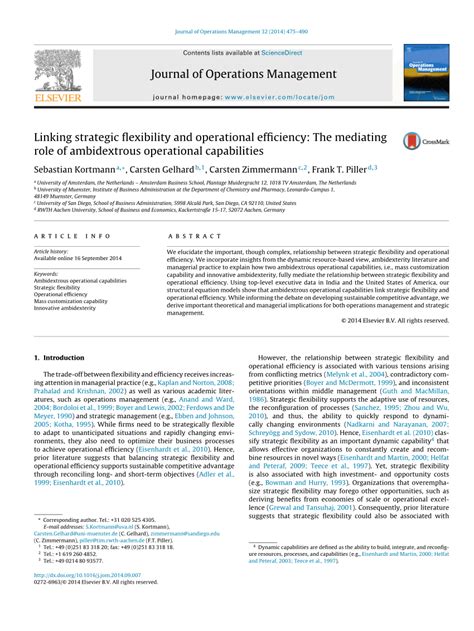 Pdf Linking Strategic Flexibility And Operational Efficiency The