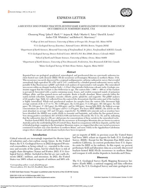 Pdf A Recently Discovered Trachyte Hosted Rare Earth Element Niobium Zirconium Occurrence In