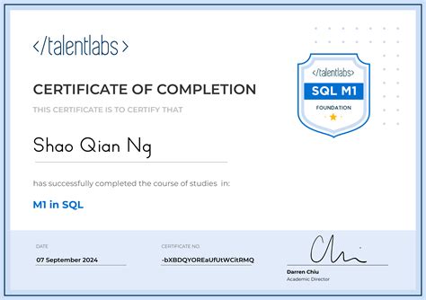 M1 In Sql Certificate Shao Qian Ng