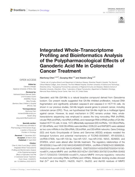 Pdf Integrated Whole Transcriptome Profiling And Bioinformatics Analysis Of The