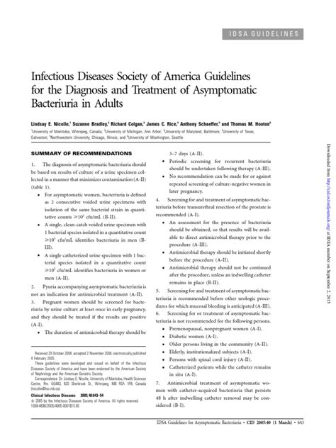Bacteriuria Asintomática Idsa Pdf Pdf Science And Mathematics