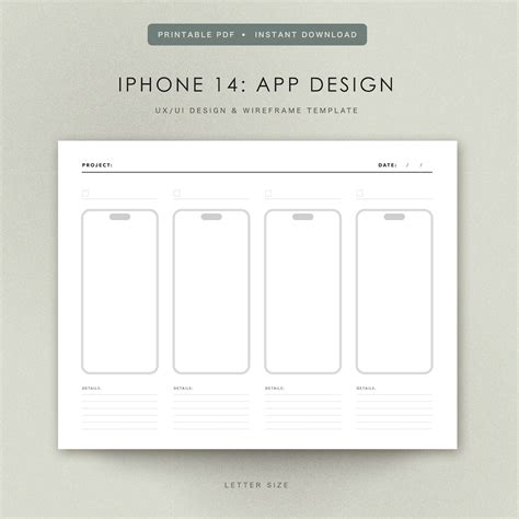Iphone 14 App Design Notepad Uxui Printable Pdf Wireframe
