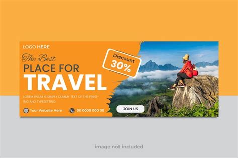 현대적인 여행 페이스북 커버 디자인 템플릿 프리미엄 벡터