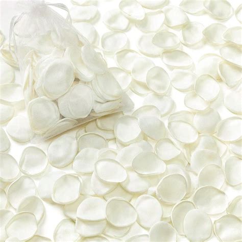 100ชิ้น กลีบกุหลาบผ้าไหม กลีบดอกไม้สำหรับงานแต่งงาน กลีบสีขาว กลีบกุหลาบเทียม กลีบดอกไม้เทียม