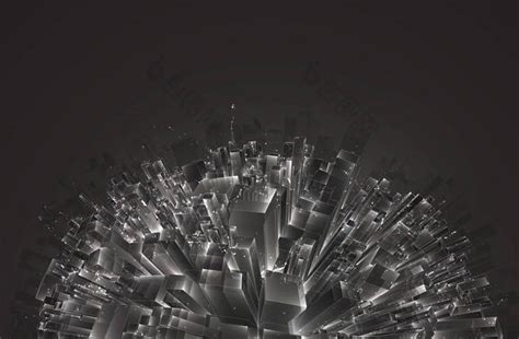 矢量抽象晶体俯瞰城市的屋顶一大堆混乱的玻 包图企业站