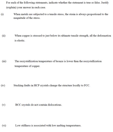 solved for each of the following statements indicate