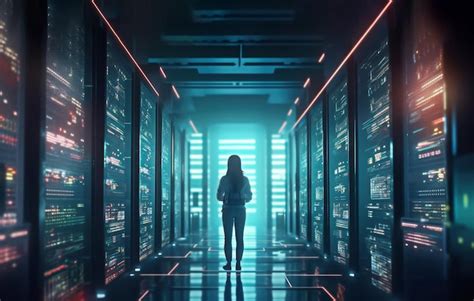 Premium AI Image Female Administator At Big Data Center Created With Generative AI