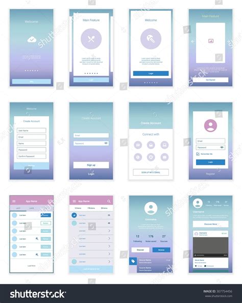 Mobile Screens User Interface Kit Modern Stock Vector Royalty Free
