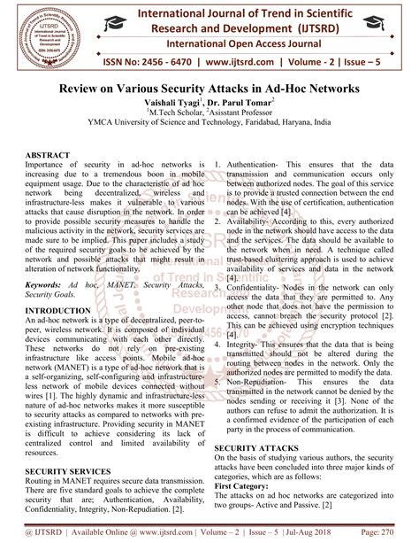 Review On Various Security Attacks In Ad Hoc Networks