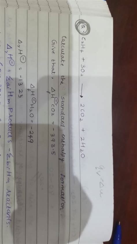 Calculate The Standard Enthalpy Formation Give That Δf Θco2 −3935Δf