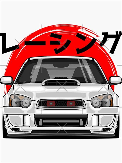 White Impreza WRX STI Blobeye Sticker By Goldentuners Redbubble