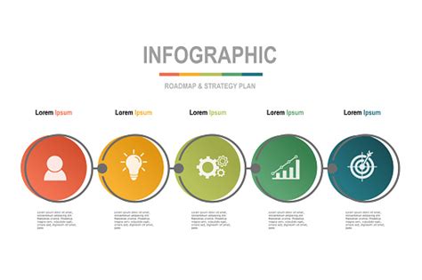 여러 가지 빛깔의 인포 그래픽 요소 템플릿 비즈니스 개념 5 단계 워크 플로우 레이아웃을위한 원 모양 디자인 다이어그램 연례 보고서 웹 디자인 크리에이티브 배너 레이블 벡터
