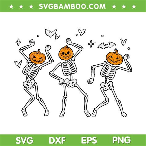 Halloween Pumpkin Dancing Skeleton Svg