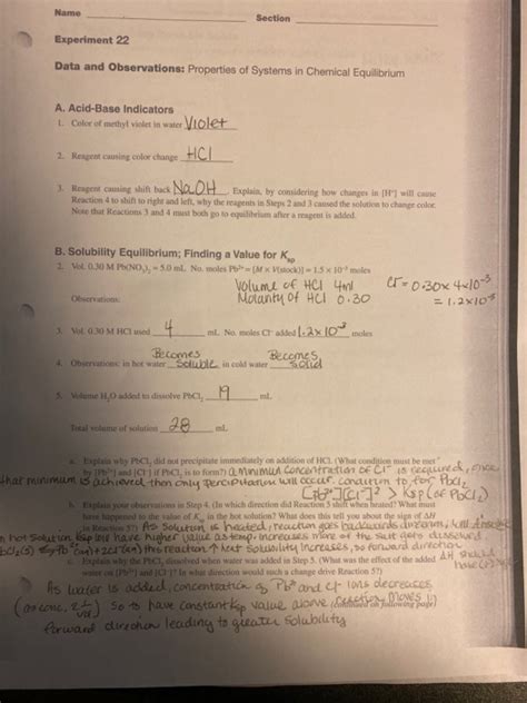 solved name section experiment 22 data and observations