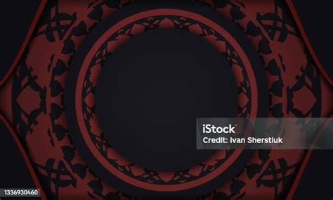 텍스트와 빈티지 패턴에 대한 장소와 초대 카드의 벡터 준비 고급스러운 패턴의 블랙 레드 컬러의 인쇄 디자인 엽서 용 템플릿 0