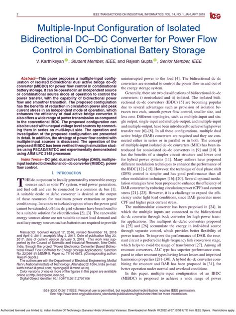 Multiple Input Configuration Of Isolated Bidirectional Dcdc Converter For Power Flow Control In