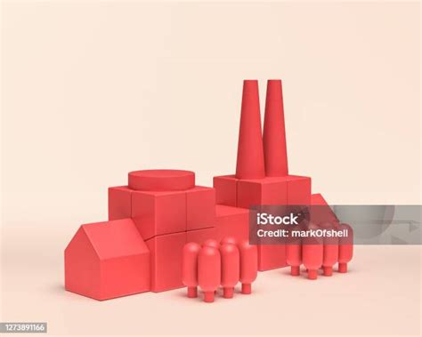 미니어처 팩토리 3d 아이콘 흑백 레드 플랫 컬러 플라스틱 3d 렌더링 관로에 대한 스톡 사진 및 기타 이미지 관로 만화 건물 외관 Istock