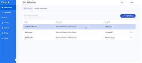 Use Worksheets Exasol SaaS Documentation