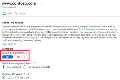 Tutorial Configure On An Azure Cdn Custom Domain Microsoft Learn