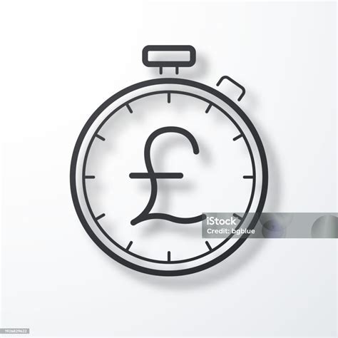 파운드 기호가 있는 스톱워치 흰색 배경에 그림자가 있는 선 아이콘 0명에 대한 스톡 벡터 아트 및 기타 이미지 0명 3차원 형태 개념 Istock