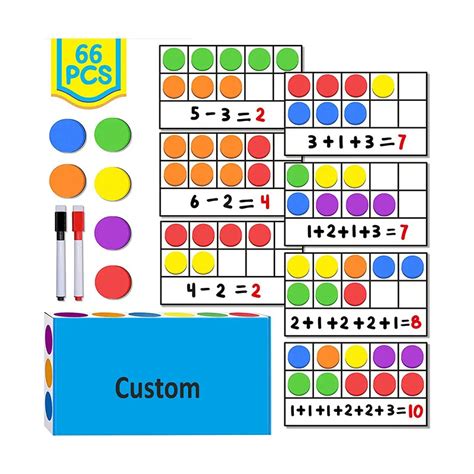 Magnetic Ten Frame Set 6 Frames Blank Writing Space 66 Colorful Discs 2