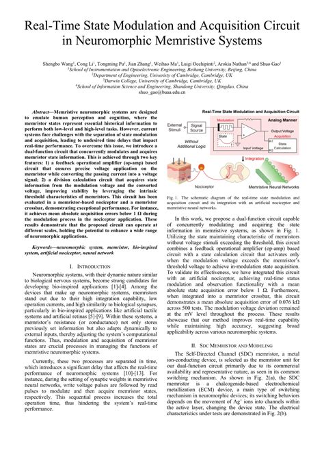 Pdf Real Time State Modulation And Acquisition Circuit In Neuromorphic Memristive Systems