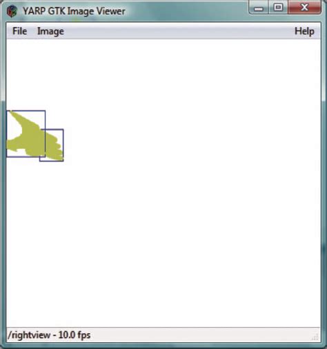 view of the right camera image segmented with two detected blobs