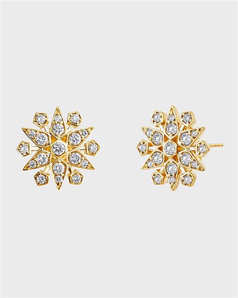 Syna 18k Yellow Gold Cosmic Starburst Earrings With Gemstones And