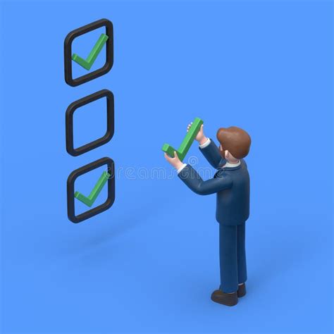 3d Illustration Of European Businesswoman Putting Check Mark In The Box Testing Or Planning 3d