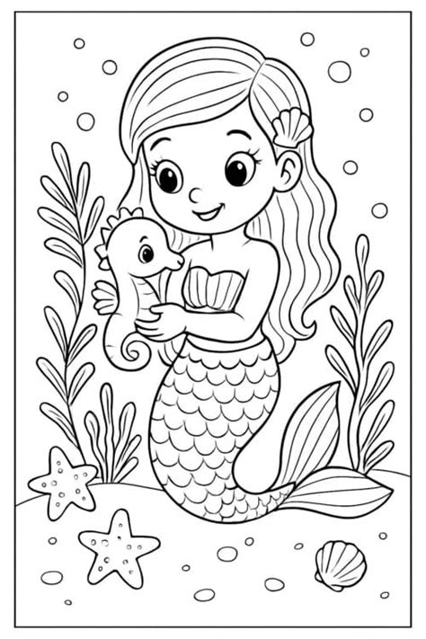 Mermaid Printable Coloring Pages 20 Cute Mermaid Sheets For Girls Pdf