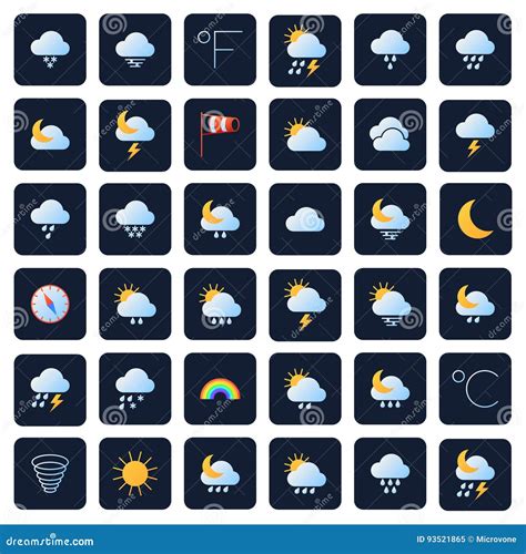 Weather Forecast Vector Icons Climate And Meteo Symbols 93521865