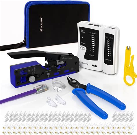 Rj45 Crimp Tool Pass Through Ethernet Crimper Tool Kit All In One Cat5 Cat5e Cat6 Cat7 Cat8