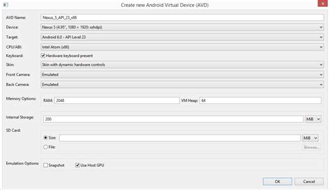 Android Emulator Nexus 5 Api 23 X86 Not Starting Stack Overflow
