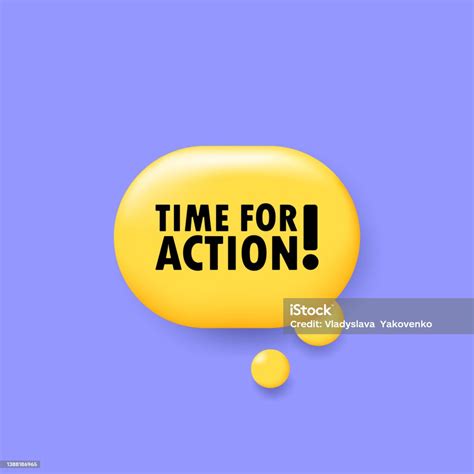 행동 할 시간입니다 작업 텍스트에 대한 시간이있는 3d 음성 거품배너 벡터 Eps 10 흰색 배경에 격리 24에 대한 스톡 벡터 아트 및 기타 이미지 Istock