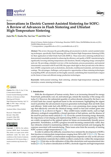 Pdf Innovations In Electric Current Assisted Sintering For Sofc A Review Of Advances In Flash