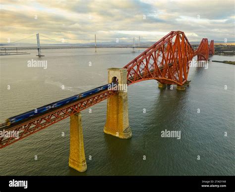 Aerial View Of The Forth Bridge Forth Railway Bridge Crossing Firth