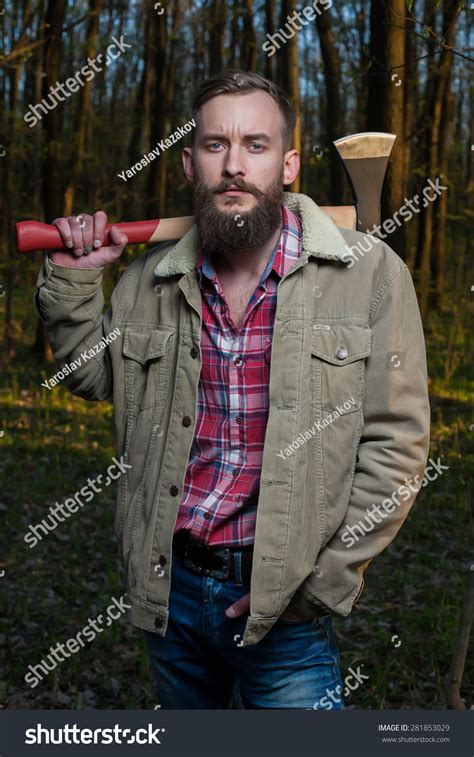 Men Lumber Jack Sexual Axe Wood Stock Photo Shutterstock