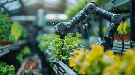 Automated Hydroponic System With Robotic Arms Tending To The Plants In