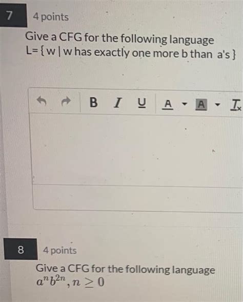 Solved 7 4 Points Give A CFG For The Following Language L W Chegg Com
