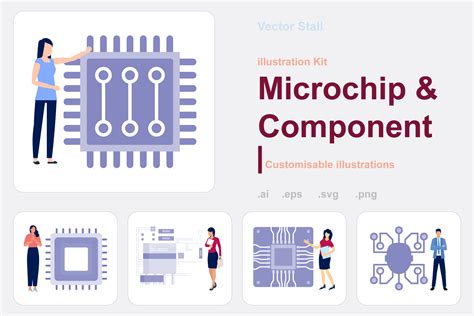 Microchip And Component Illustration Pack 50 Free Download Science And Technology Illustrations