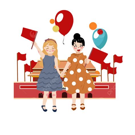 Two Girls Holding Hands Clipart
