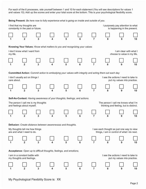 Act Psychological Flexibility Worksheet Editable Fillable Printable Pdf
