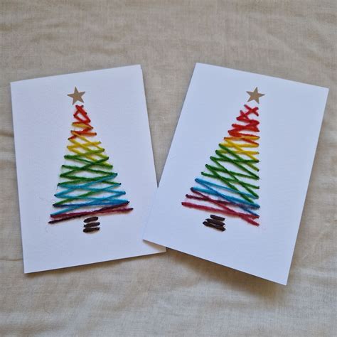 Коледна картичка с елха от конец С УСМИВКА ЗА ВАС