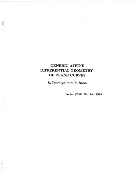 Pdf Generic Affine Differential Geometry Of Plane Curves