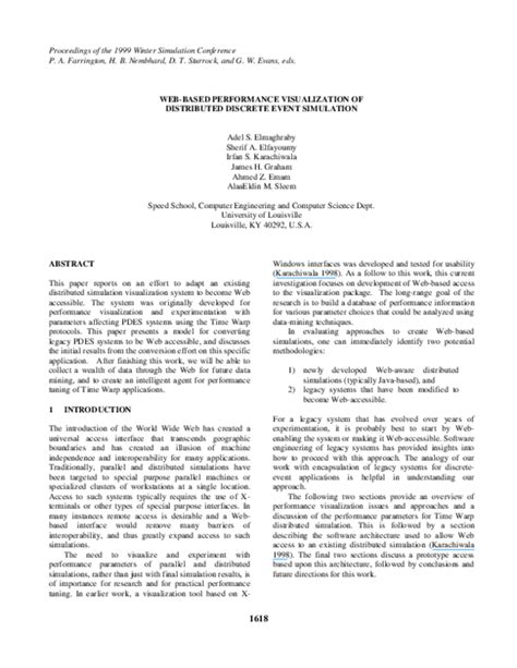 Pdf Web Based Performance Visualization Of Distributed Discrete Event