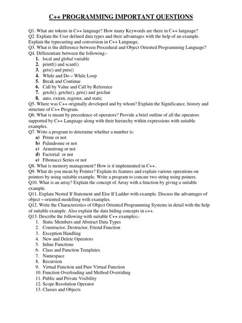 c programming important questions pdf c method computer