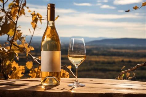 Premium Ai Image Vineyard Tasting Wine Bottle And Glass With Scenic