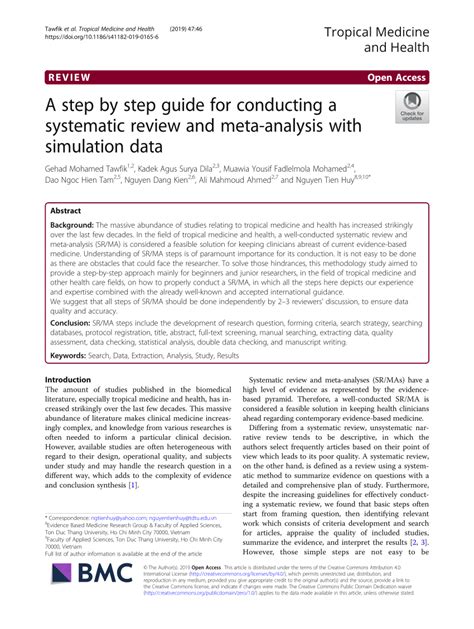 Pdf A Step By Step Guide For Conducting A Systematic Review And Meta Analysis With Simulation Data
