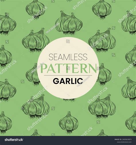Seamless Garlic Pattern Wallpaper Menu Posters Stock Vector Royalty