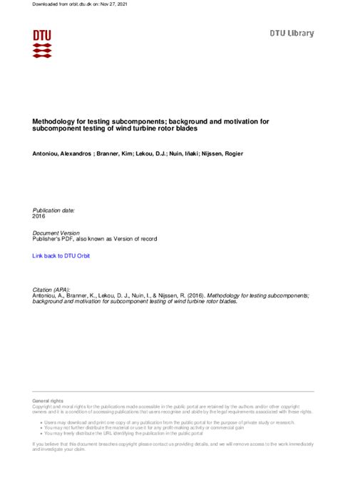 Pdf Methodology For Testing Subcomponents Background And Motivation